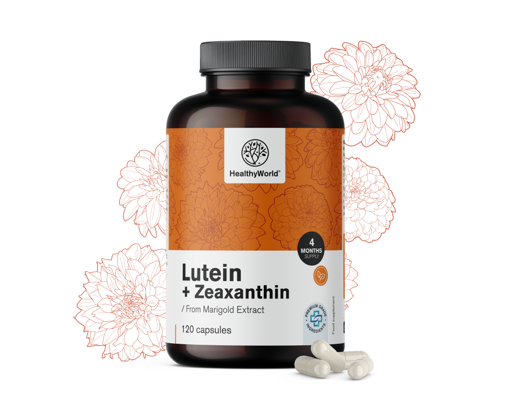Luteína + zeaxantina, 120 cápsulas - HealthyWorld.pt