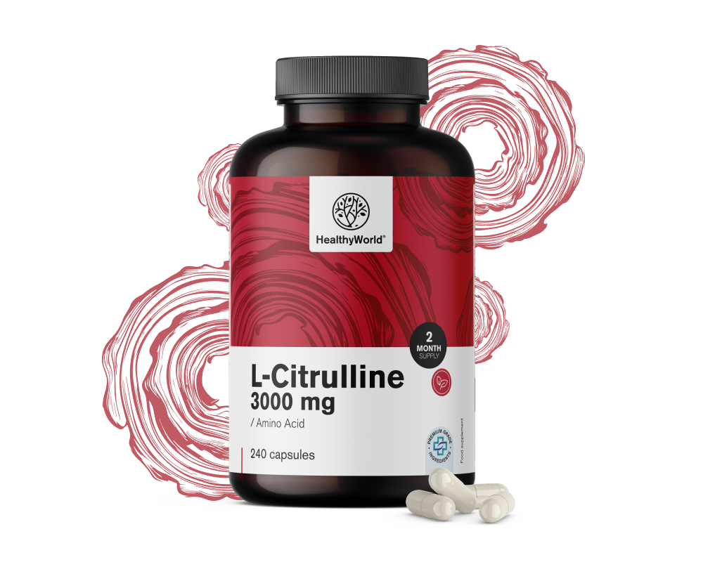 3x L-citrulina 3000 mg, total de 720 cápsulas - HealthyWorld.pt